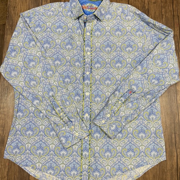 Robert Graham | Shirts | Robert Graham Blue And Green Paisley Mens ...